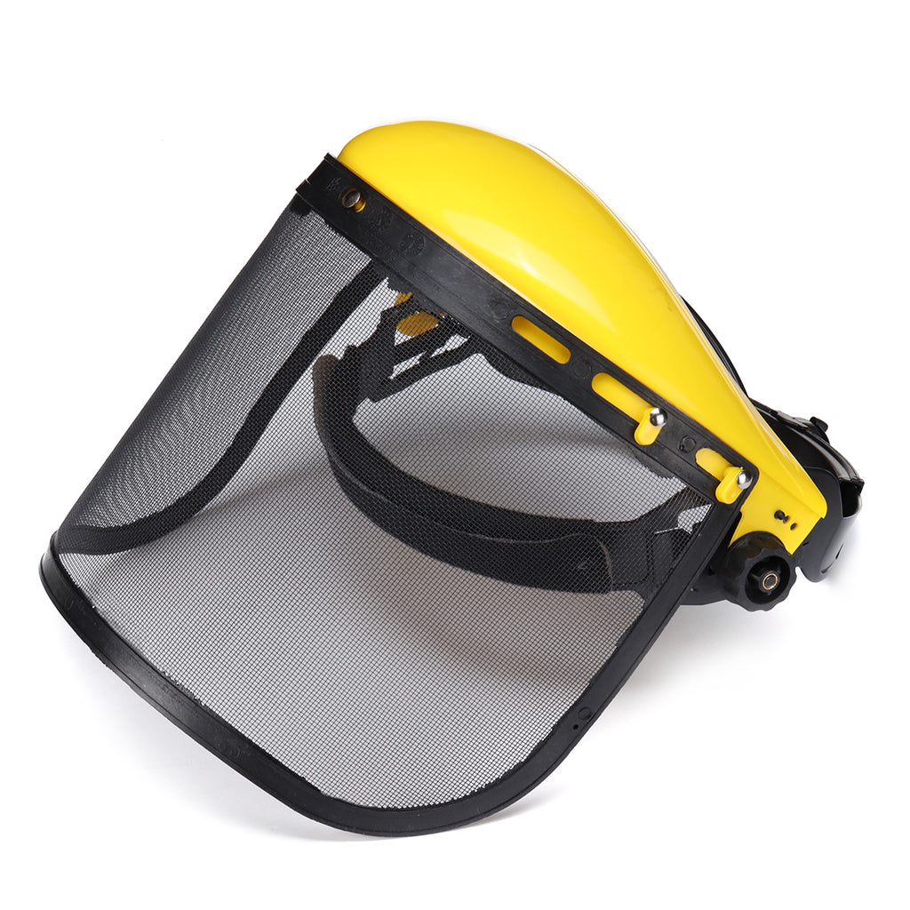 Yellow Safety Helmet Full Face Mask Chainsaw Brushcutte Mesh For Lawn ...