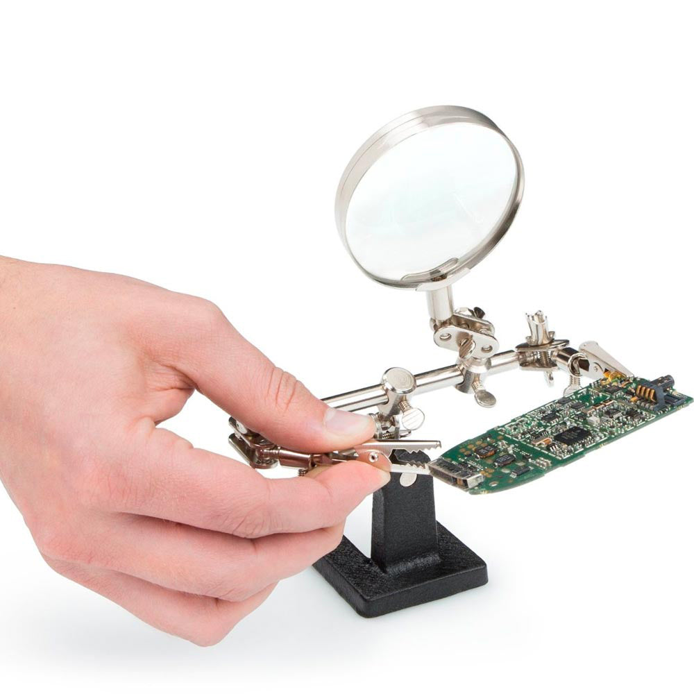 Adjustable Helping Hand Soldering Stand Glass Lens 5-8X Magnifier Alli ...