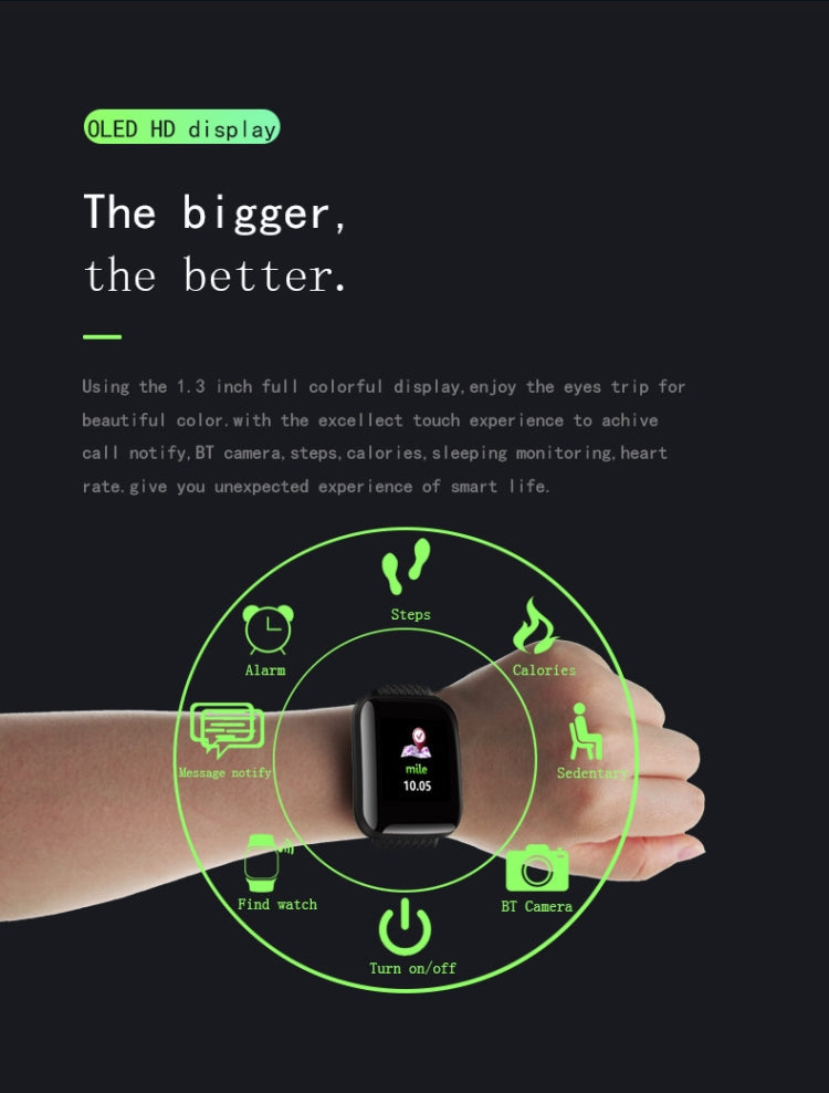 D13 1.3 inch OLED Color Screen Smart Bracelet IP67 Waterproof, Support ...