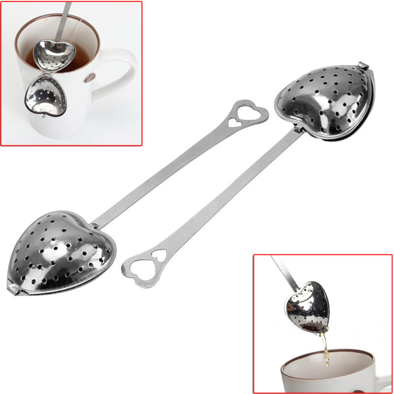 Mini Cute Heart-Stainless Steel Tea Infuser Spoon Strainer Steeper Han ...