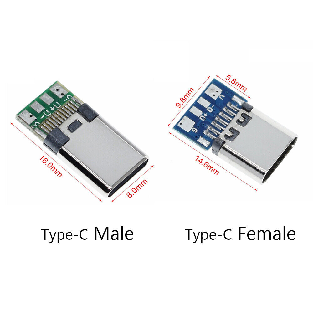 Cable PCB Board USB 3.1 Type C Connector Adapter Male/Female Socket 12 ...