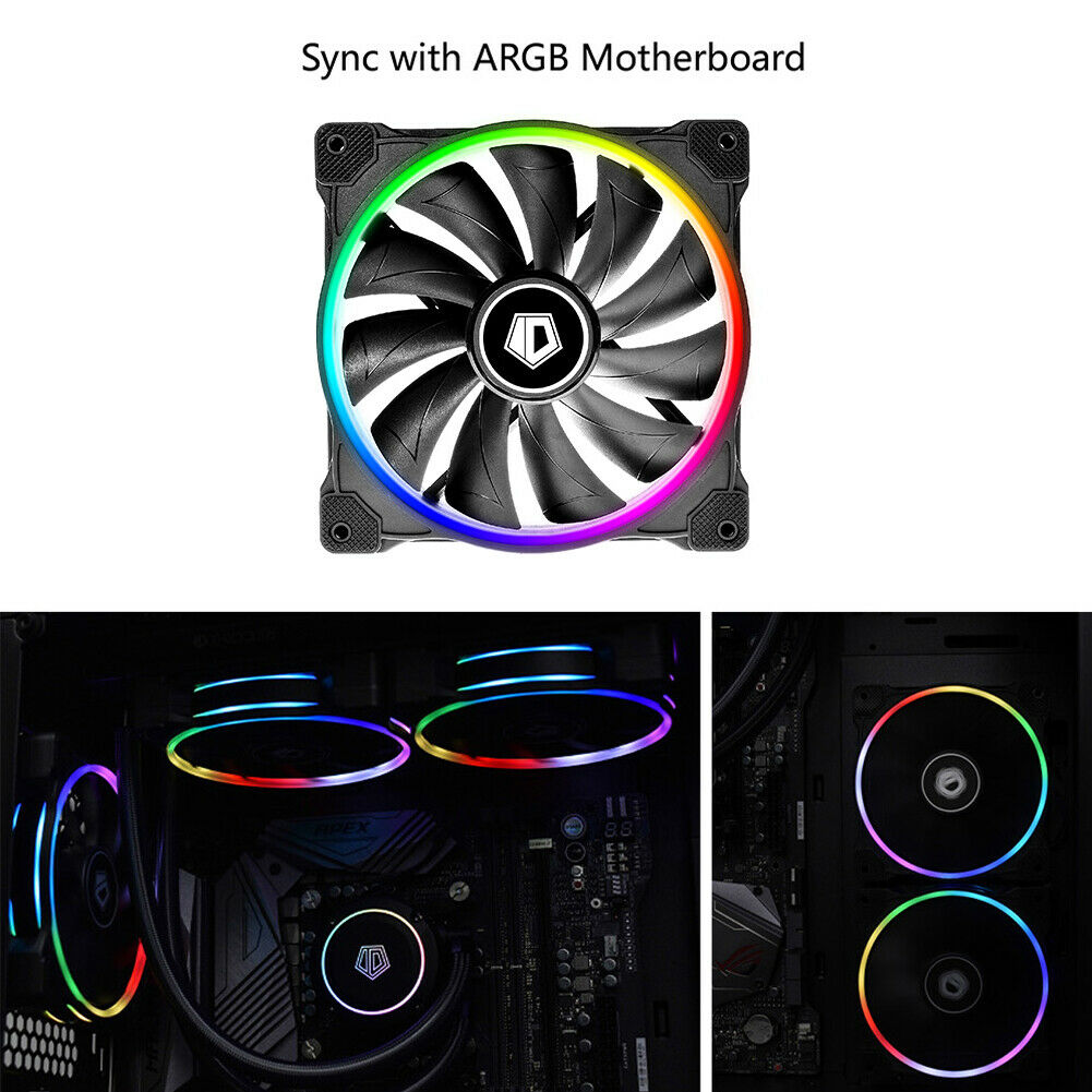 ZF-14025-ARGB PWM PC Case Fan Dual Ring Addressable RGB LED Cooling Fa ...