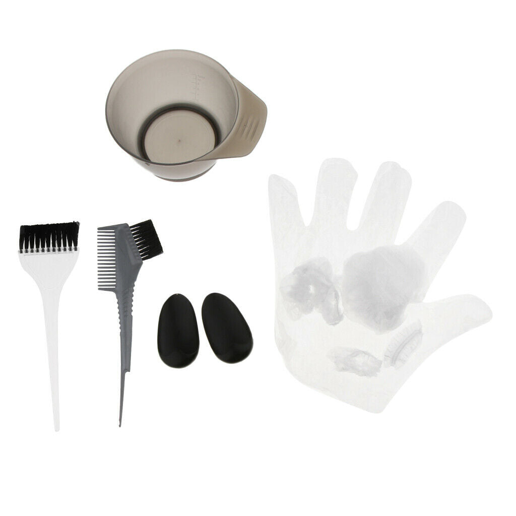 Hair Color Dye Bowl Comb Brushes Cape Earmuff Tool Kit Set For Tint Co ...