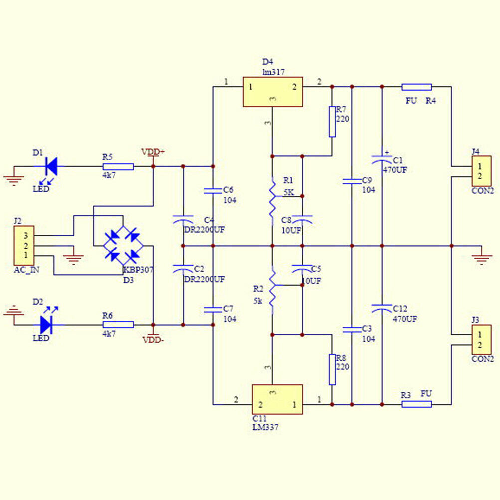 AC/DC 12V 24V LM317 LM337 Linear Voltage Regulator Adjustable Power Su ...