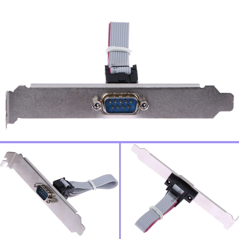Motherboard RS232 DB9 Pin Com Port Ribbon Serial Cable Connector Brack ...
