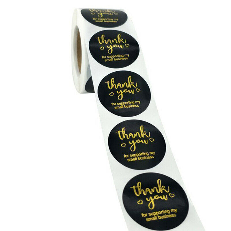 500Pcs/Roll Bronzing Paper Seal Label Thank You Stickers Custom Gift B ...