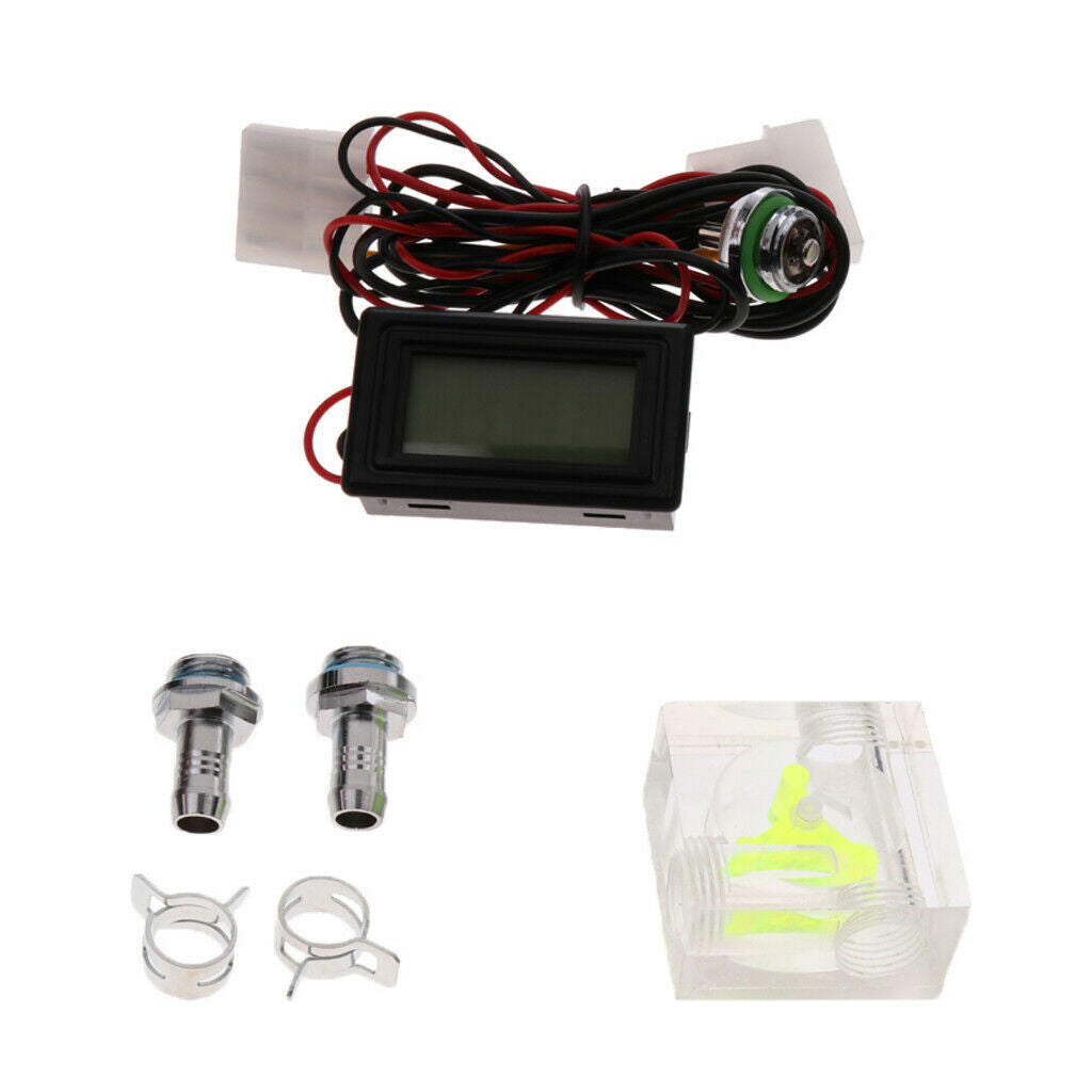 Water Liquid Cooling 3 Way Flow Meter With Thermometer LED Cooler Syst ...